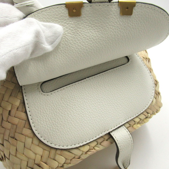 Chloe | Bags | Chloe Raffia Leather Tote Bag Beige White | Poshmark